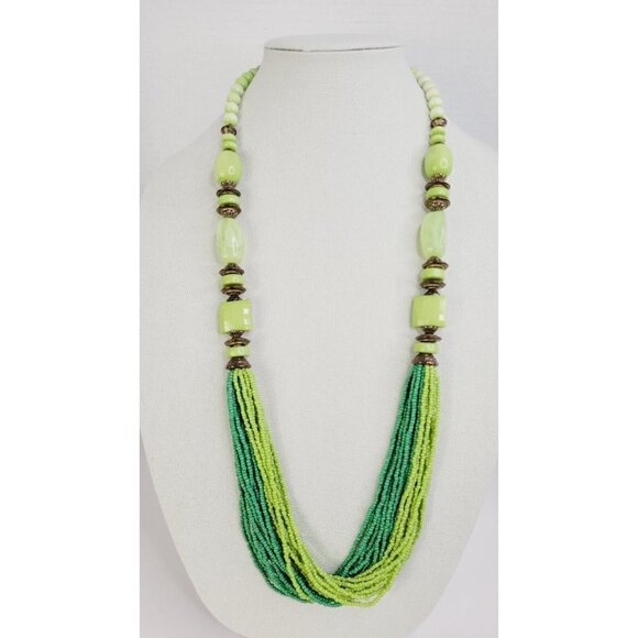 Unbranded | Jewelry | Continuous Statement Multi Strand Beaded Green ...